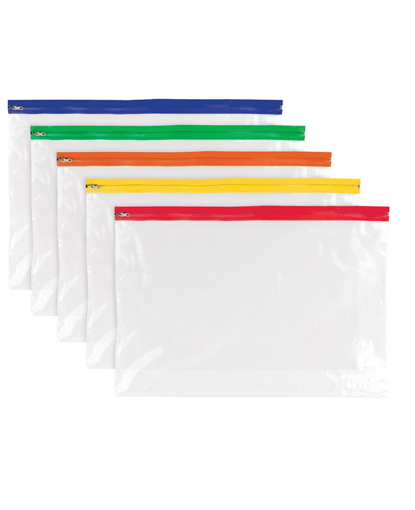 A3 Polythene Zip Bags Rainbow Colours - E&A Distribution