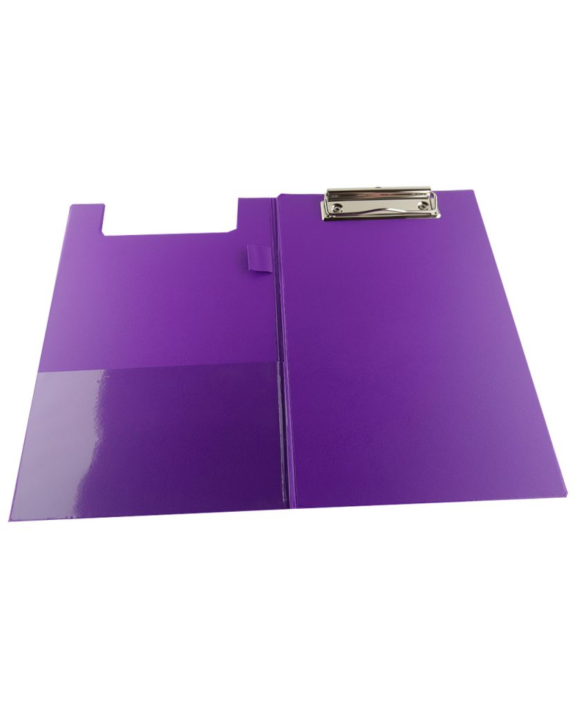 A5 PVC Purple Fold Over Foolscap Clipboard - E&A Distribution
