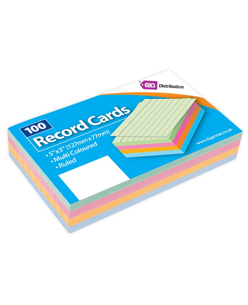 100 Rainbow Tiger Record Cards 5x3 - E&A Distribution